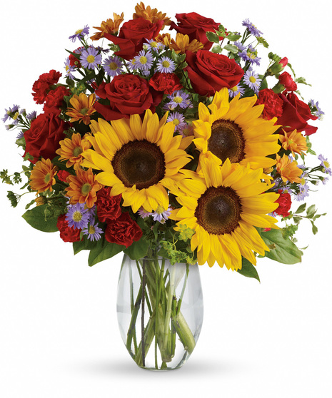 Pure Happiness Sunflowers & Roses | McNamara Florist IN