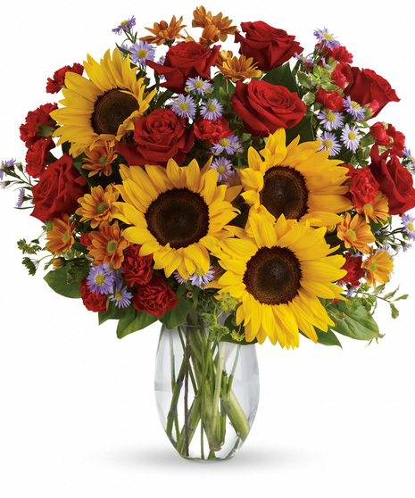 Pure Happiness Sunflowers & Roses | McNamara Florist IN